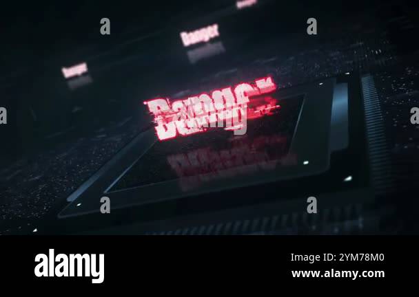 Nuclear radiation symbol flag waving with noise and glitch effect ...