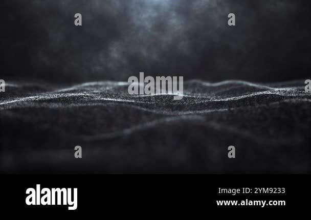 Futuristic black and white dot wave. Abstract, animated digital particle wave. Technological ...