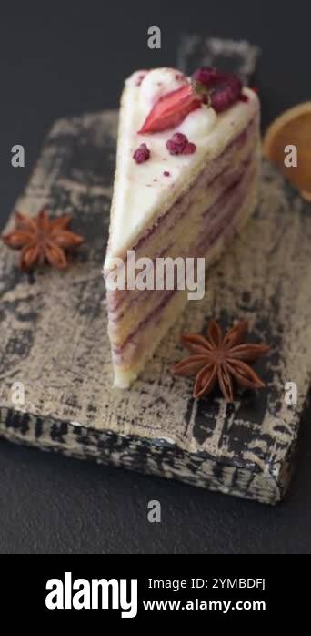 Piece of sweet layer cake with white cream Stock Videos & Footage - HD ...