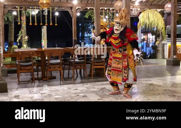 Bali, Indonesia - 28 August, 2024: Artist performing the Jauk Manis ...