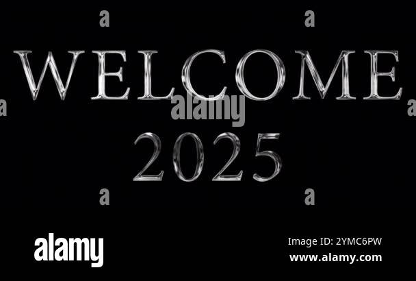 New year excitement welcome 2025 wishes golden typographic 4K 3d text ...