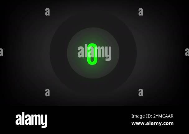 Numerical counting from 0 to 97. Circular progress bar with bright neon ...