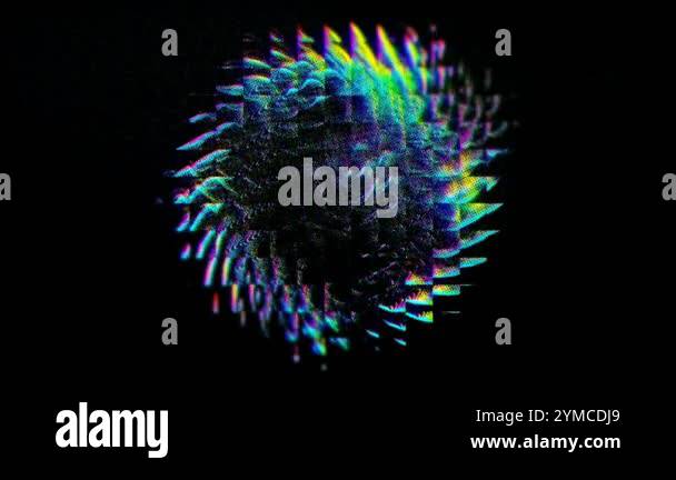 Rainbow sphere divided into cubes with bokeh effect. Slow reflection ...