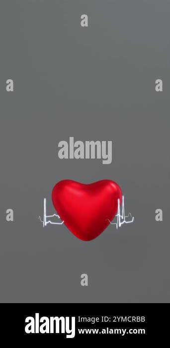 ECG, electrocardiogram and beating heart. Seamless vertical 3D ...