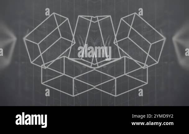 Minimalist style symmetrical digital seamless loop animation with white ...