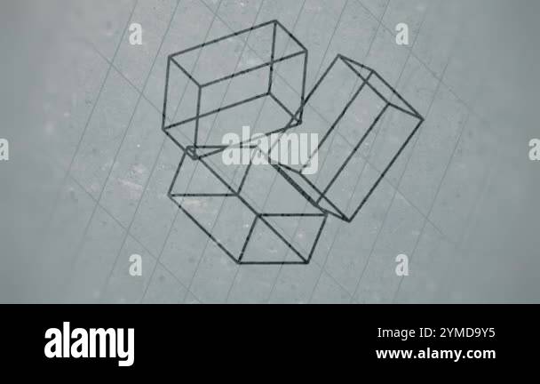 Elegant digital seamless loop animation of dark, flat geometric shapes on a light gray ...