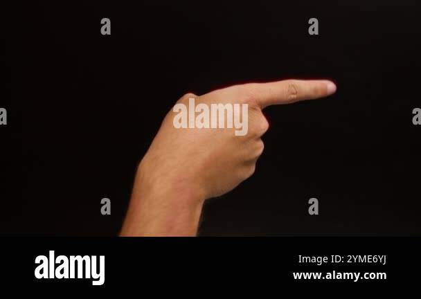 Man pointing hand gestures on a black background with various finger ...
