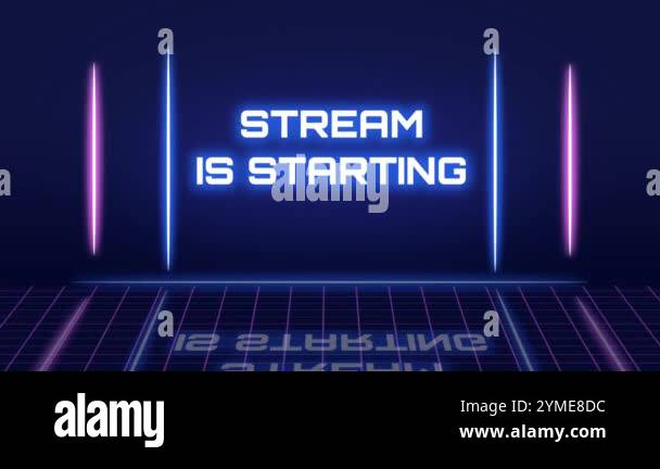 Neon stream overlay. Stream is starting background animation. High ...