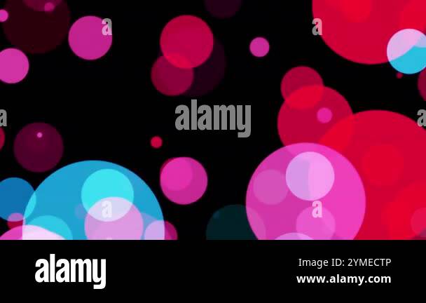 Abstract animation pink blue bokeh particles flowing on black ...