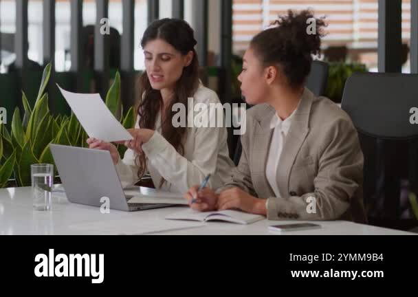 Multiethnic women business partners coworkers colleagues girls office ...