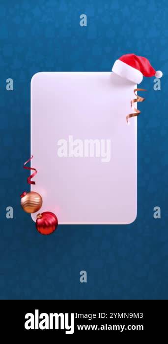 Christmas message blank text box video with festive ornaments and santa ...