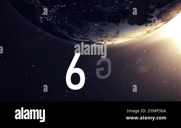 6G text over animation of Earth from space with stars in background ...
