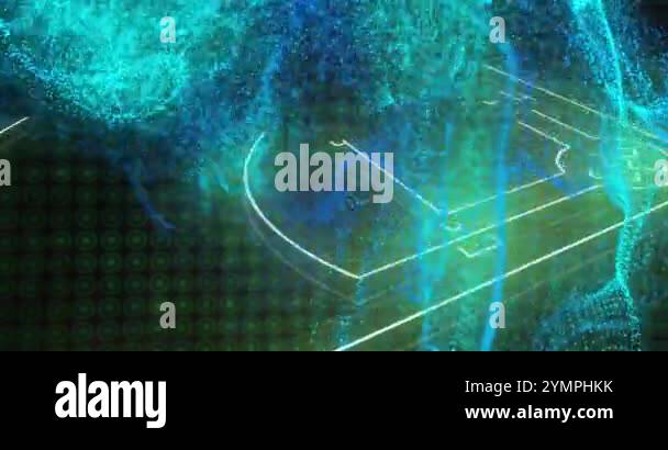 Baseball field diagram with data processing animation over digital ...