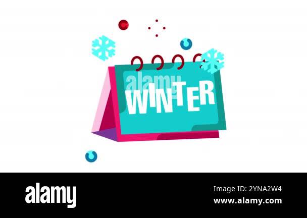 Winter Calendar animated icon. Seamless looping video with alpha ...