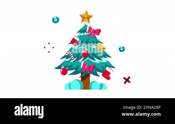 Xmas tree animated icon. Seamless looping video with alpha channel on ...