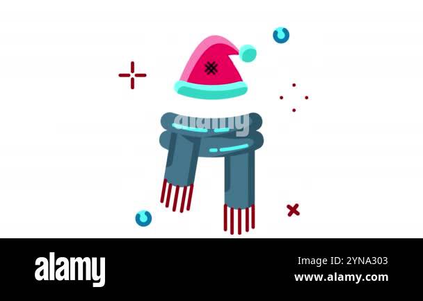 Scarf and hats animated icon. Seamless looping video with alpha channel ...