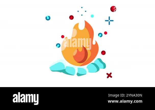Bonfire animated icon. Seamless looping video with alpha channel on ...