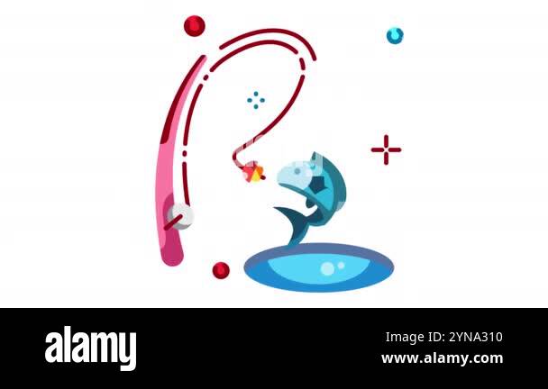 Winter fishing animated icon. Seamless looping video with alpha channel ...