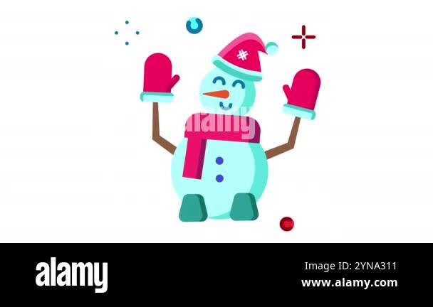 Snowman animated icon. Seamless looping video with alpha channel on ...