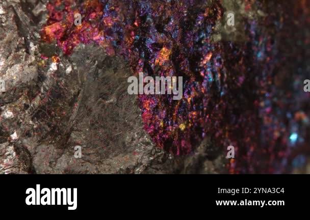 Colored copper gravel a mineral for industry under the microscope Stock ...