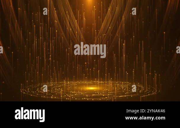 Festive podium stage stand in Golden lights on grunge dark background ...