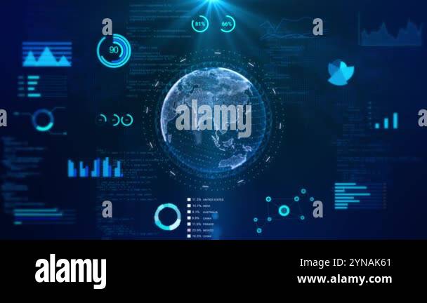 Global earth map Animated Charts, Graphs, Percentages for Business ...