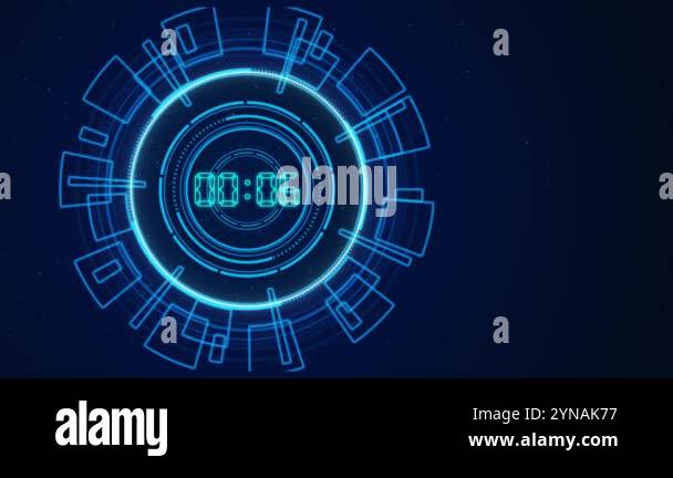 Virtual animated countdown Timer Futuristic interface HUD light effects ...