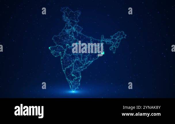 Digital India, Indian Map network Business Network financial and economic graphs and charts ...