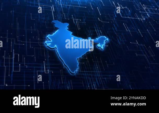 Digital India map virtual space Country data analysis map cyber ...