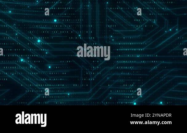 Digital technology background. Circuit Board Data moving CPU high tech Artificial intelligence ...