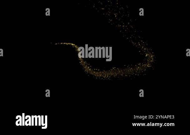 Golden Glitter Light trail Sparkling star dust trail spiral particle effect animation. Birthday ...
