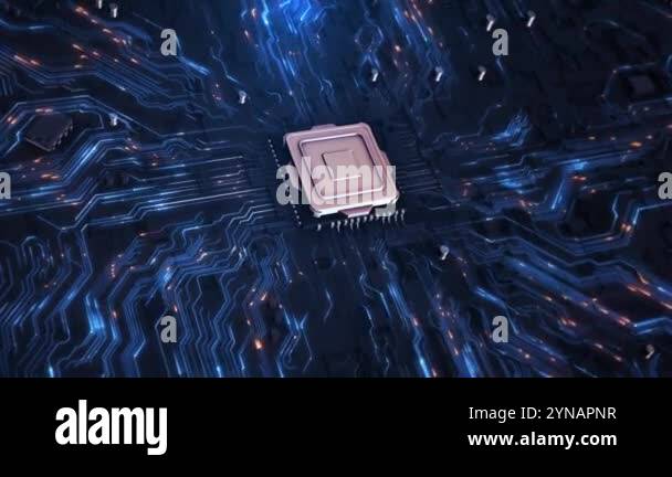 CPU 5G Circuit Board processing big data in futuristic computer ...
