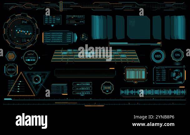 HUD elements for high technology interface, animated on alpha channel ...