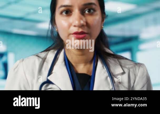 Eye care check up examination in a medical cabinet with an indian medic ...