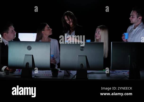 Ceo leader and team working in office. Men and women leaders team work ...