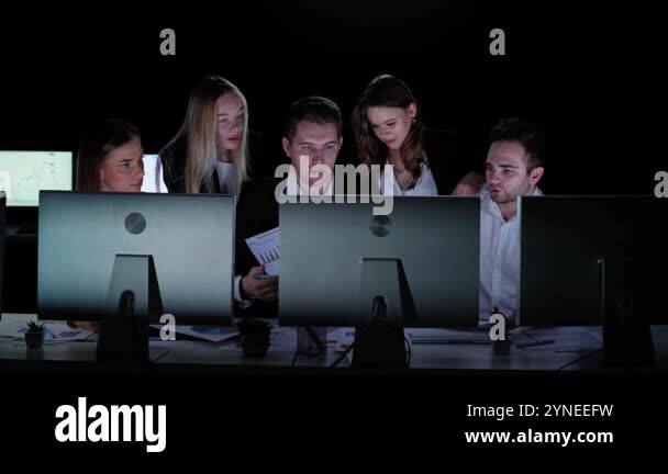 Ceo leader and team working in office. Men and women leaders team work ...