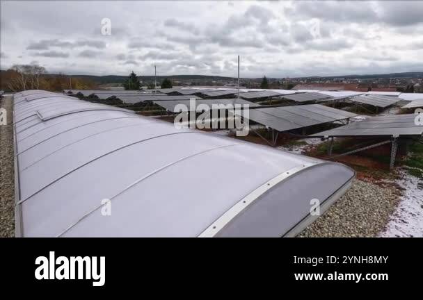 Solar Panels Installed on Metal Frameworks on Factory Rooftop Stock ...