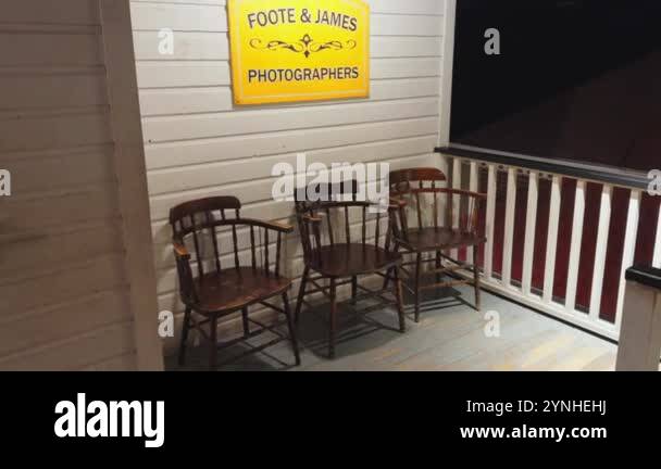 Old vintage things, old photo studio. Installation, three chairs for waiting for clients ...