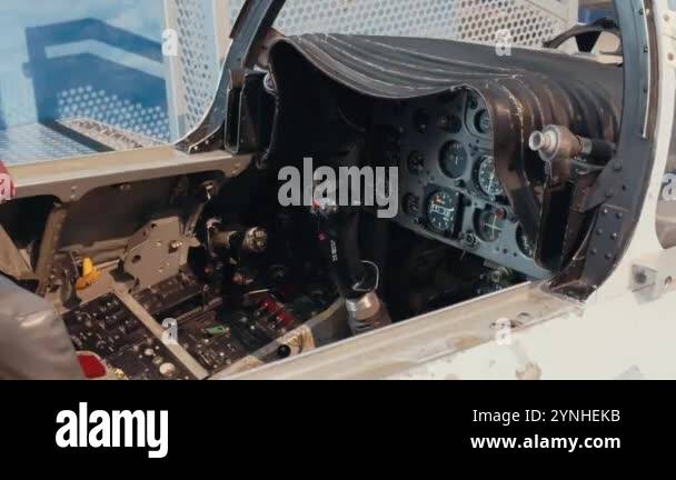 A 4K shot from inside the cockpit of an old Canadian military fighter ...