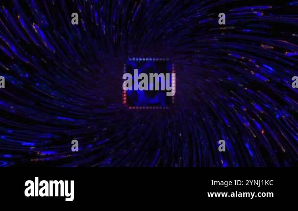 Data Flow from CPU, computer processor background animation. Loop able big data, AI chip ...