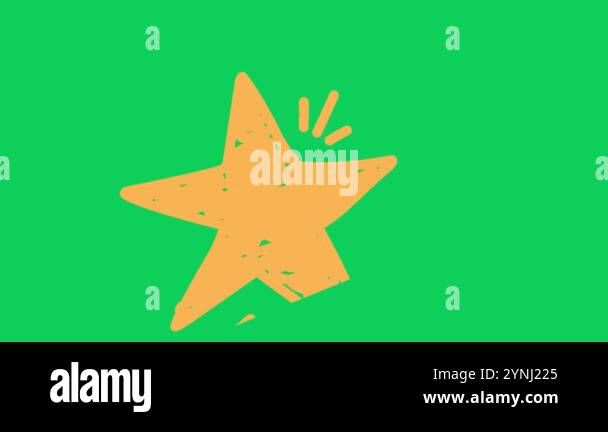Star symbol hand-drawn scribble animation on green screen. Pen marker ...