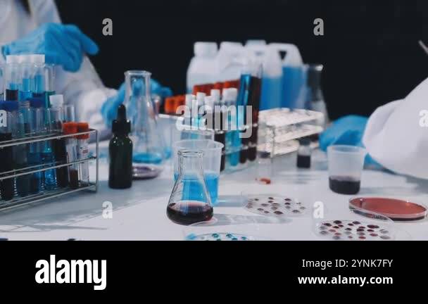 laboratory test tubes and blood samples in laboratory Stock Video ...
