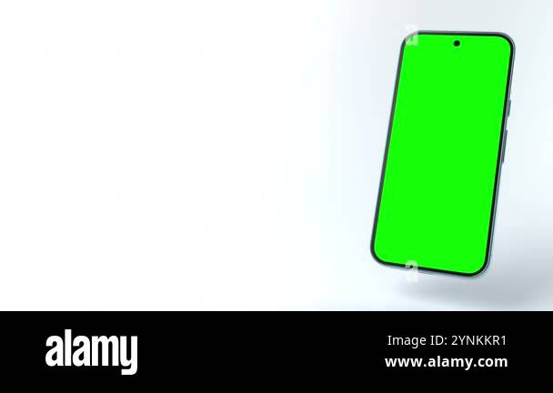 modern blue android phone with chroma key on display with white ...