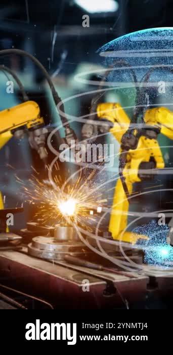 Smart industry robot arms modernization for digital factory technology ...
