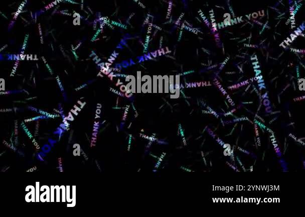 Loop colorful Text of Thank You word flying motion animation on black ...