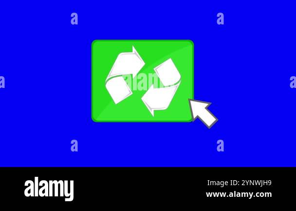 video animation computer mouse pointer clicking on update button software system, on a blue ...