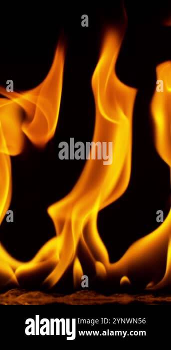 Super Slow Motion of Fire. Isolated on Black Background. Flames are ...