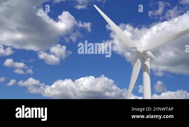 4k Resolution Video: Alternative Energy Concept. Wind Turbine Windmill Seamless Loop Rotating on ...