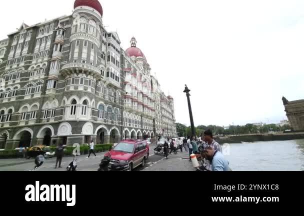Mumbai, India, 2 August 2024: Panoramic clip of Mumbai's iconic Taj ...