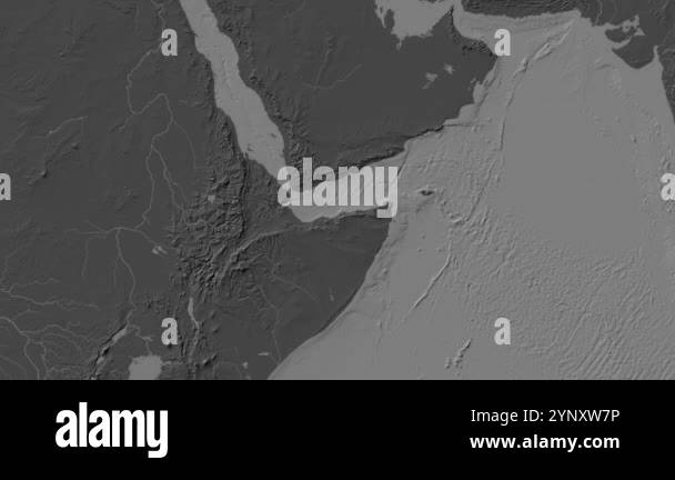 Gulf of Aden region on the background of a bilevel elevation map of the ...